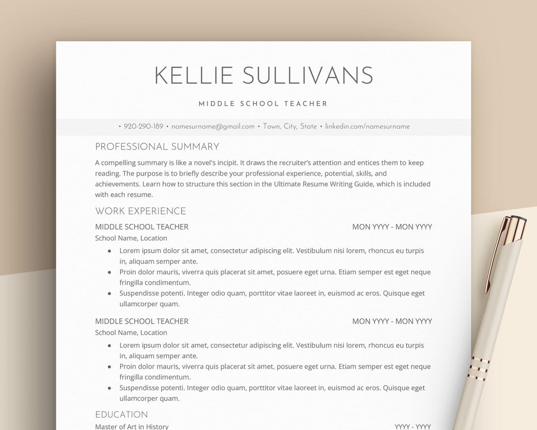 Teacher Resume, Teacher Resume Template, Teaching Resume, Resume ...