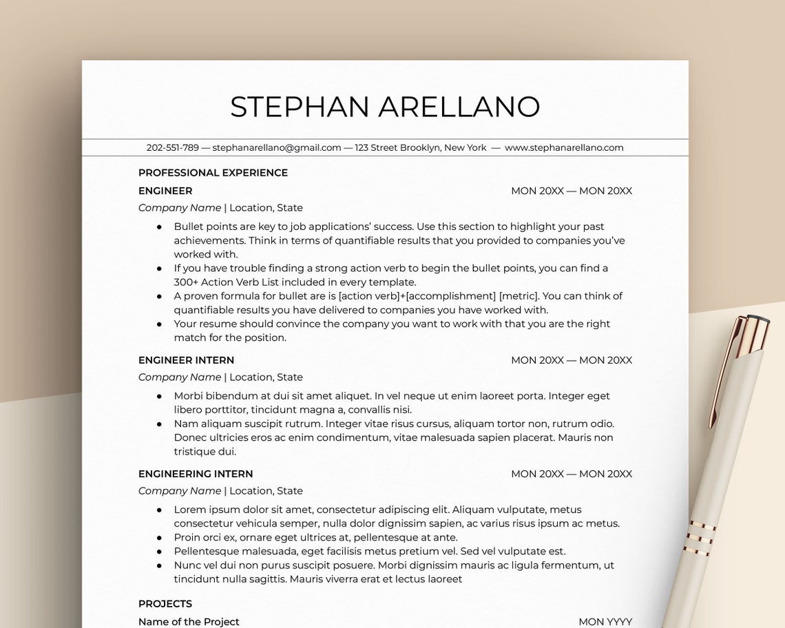 Engineer Resume Engineer Resume Template Entry Level - Etsy