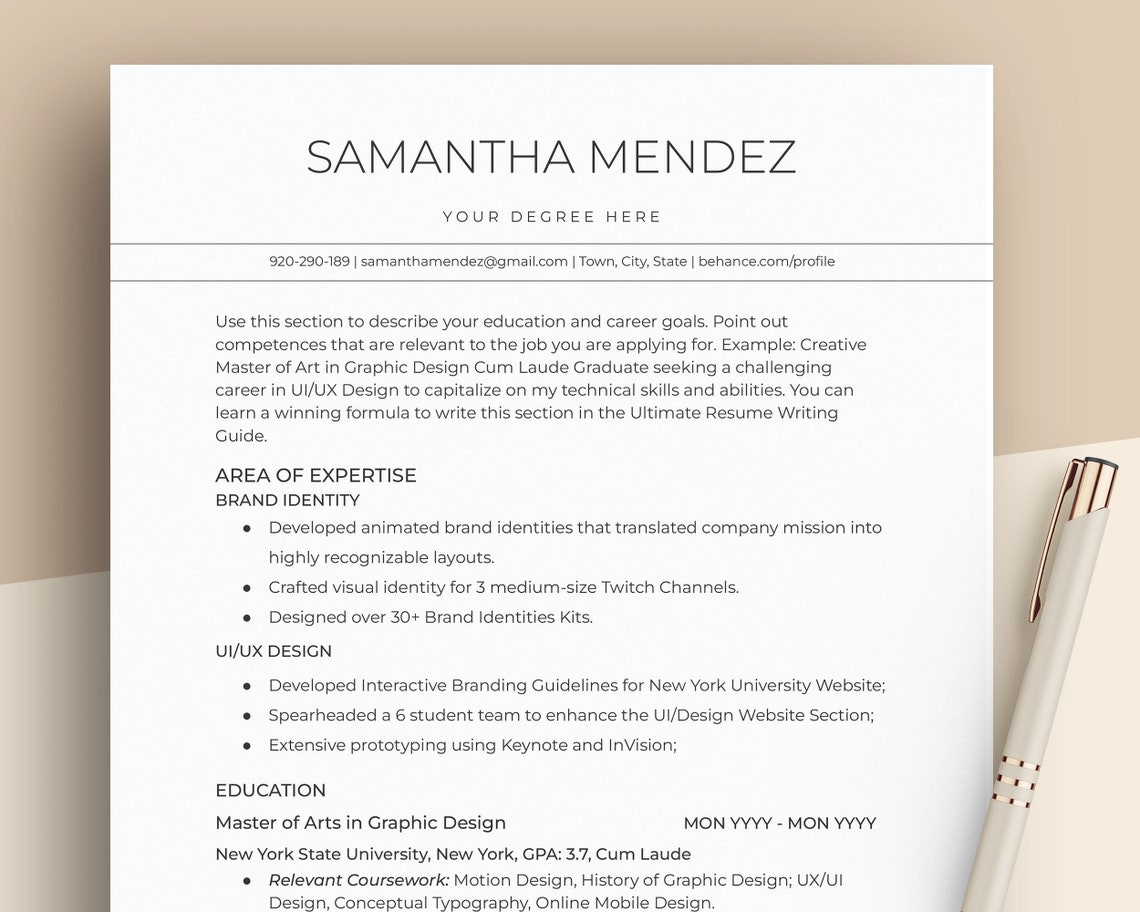 Google Docs Resume for College Student First Job CV Template - Etsy