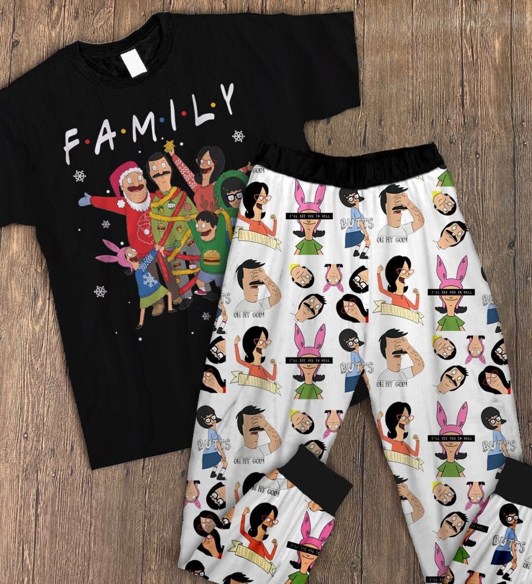 B0b Burgers Beicher Squares Gift Pajamas Set B0b Burgers - Etsy UK