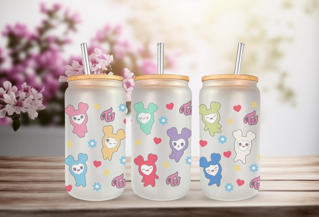Twice Cup Iced Coffee Glass | Libby Glass Can With Bamboo Lid and Straw ...