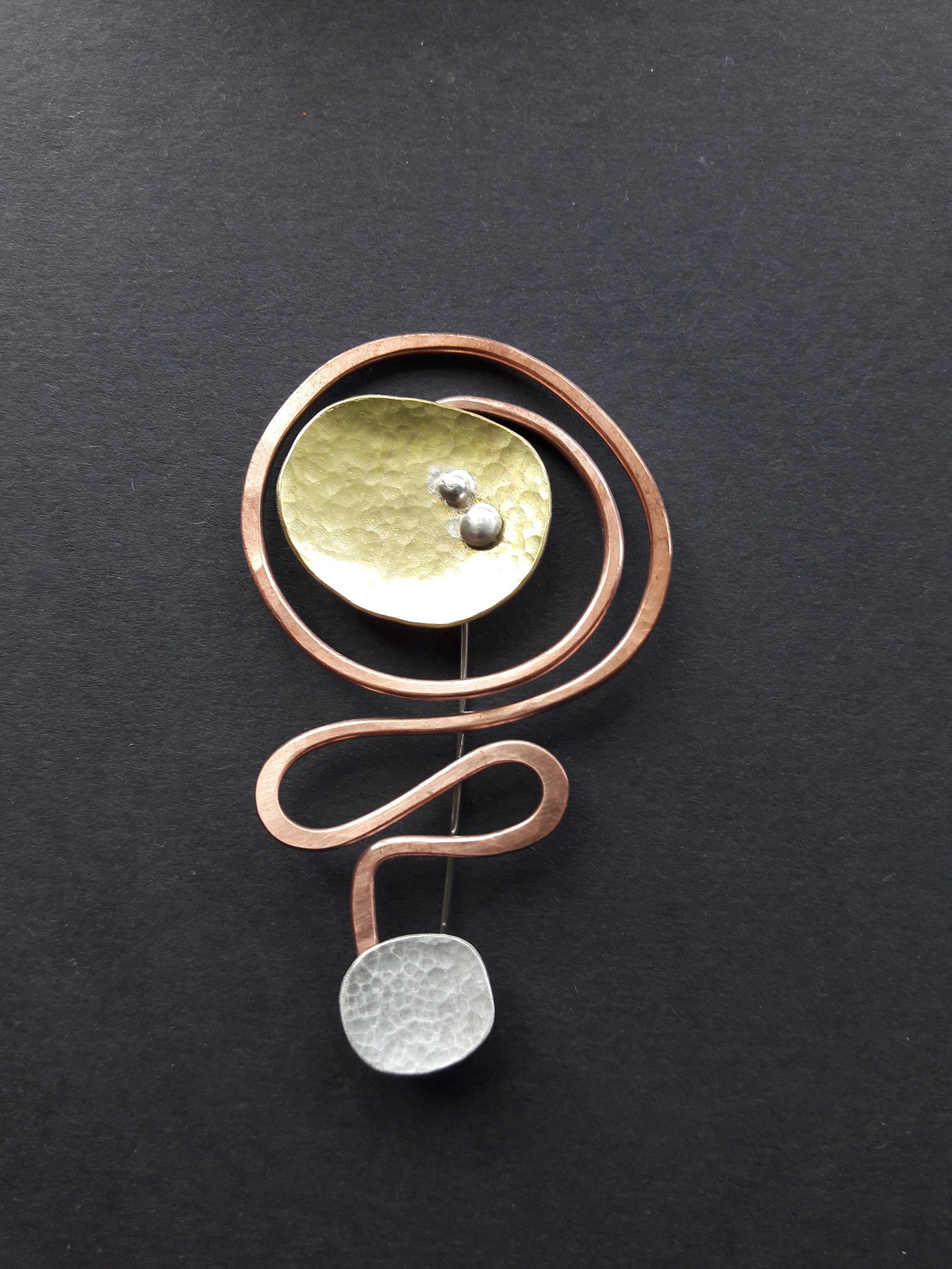 Abstract Brooch, Metalwork, Copper, Brass, Brooch, Jewellery, Handmade ...