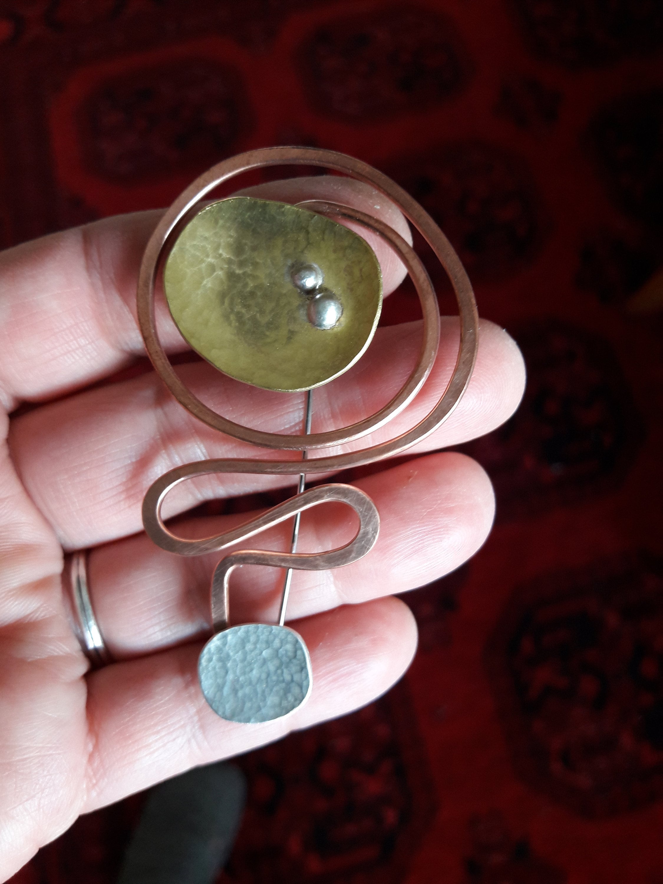 Abstract Brooch, Metalwork, Copper, Brass, Brooch, Jewellery, Handmade ...