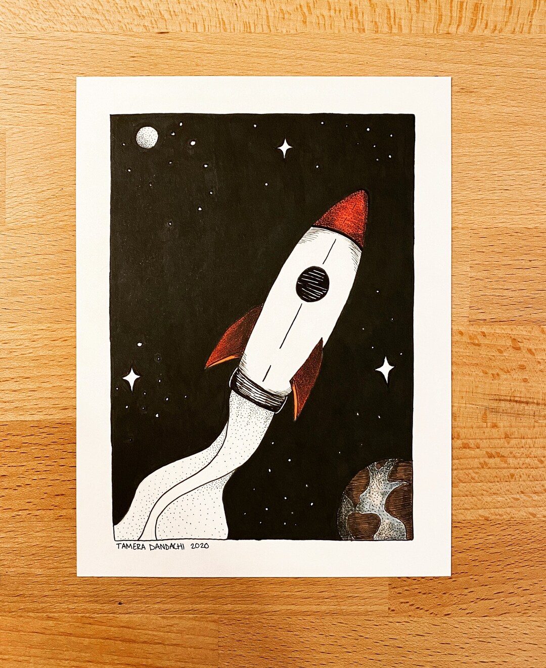 Rocket Ink Illustration Art Print - Etsy
