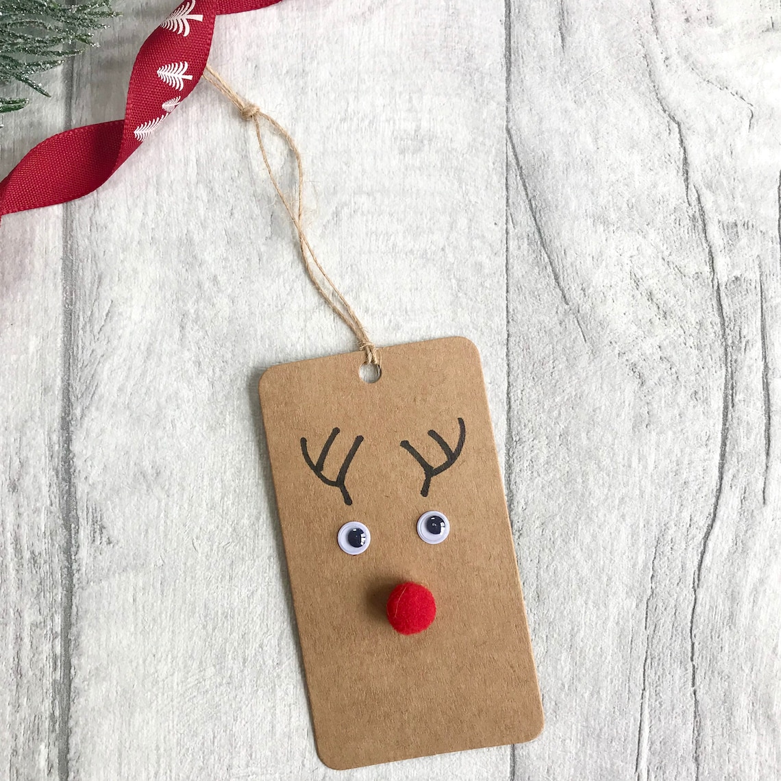 5 Handmade Christmas Gift Tags Reindeer Tag Present Tag Xmas - Etsy
