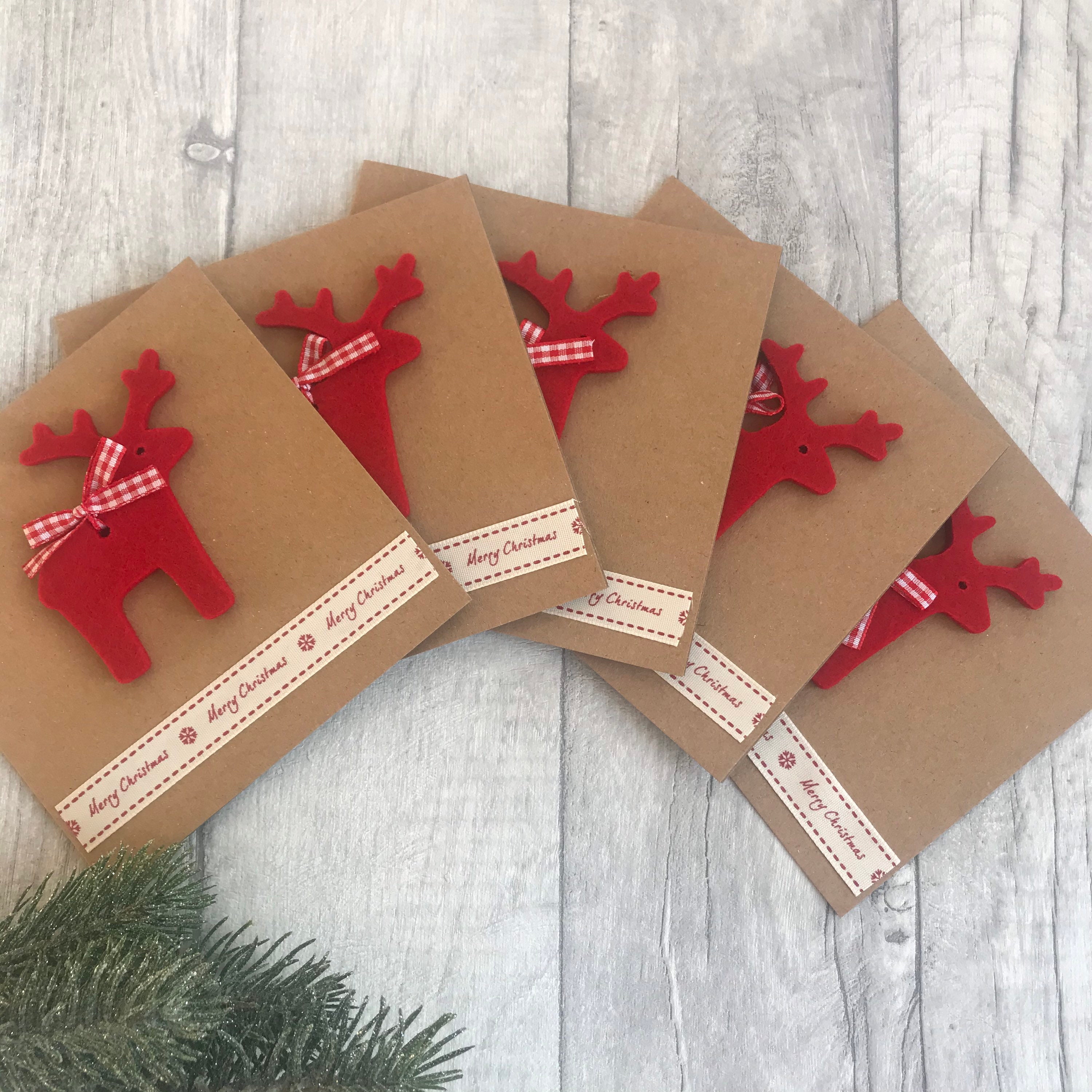 A Pack of 5 Fun Christmas Cards, Multipack Reindeer Cards, Rudolf Card ...