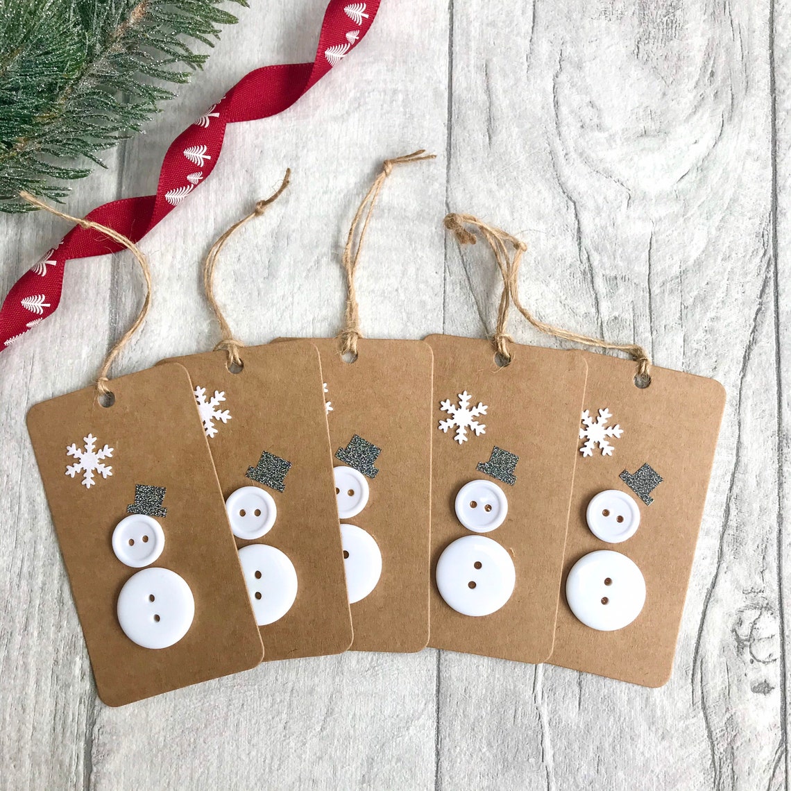 Set of 5 Handmade Christmas Gift Tags Snowman Tag Present Tag Xmas Tag ...