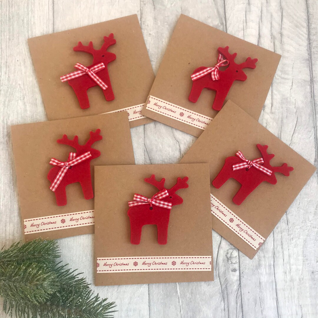 A Pack of 5 Fun Christmas Cards, Multipack Reindeer Cards, Rudolf Card ...