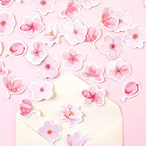 Pink Cherry Blossom Vinyl Sticker - Etsy