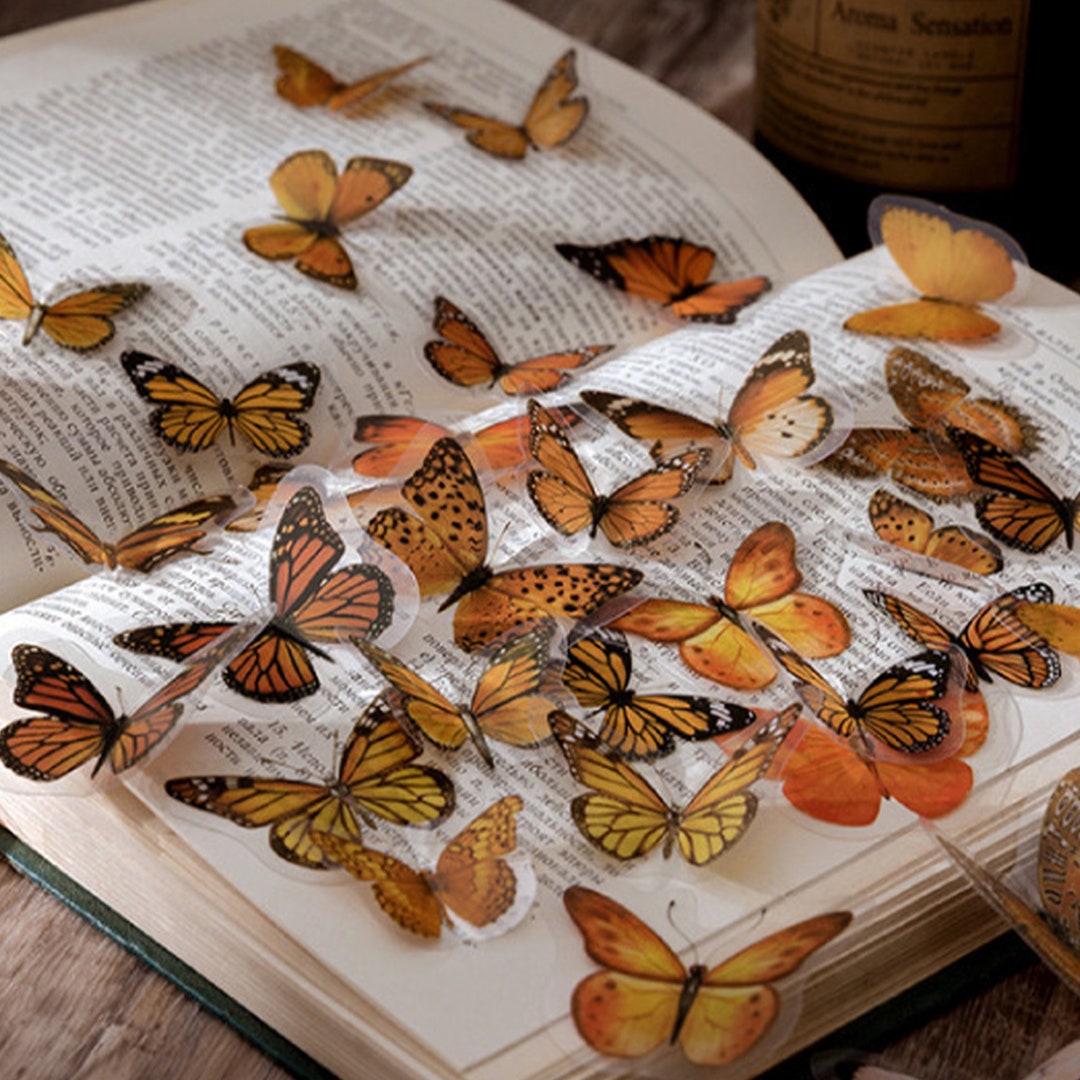 Orange Butterfly Stickers Pack 40 Pcs Vintage Butterflies - Etsy