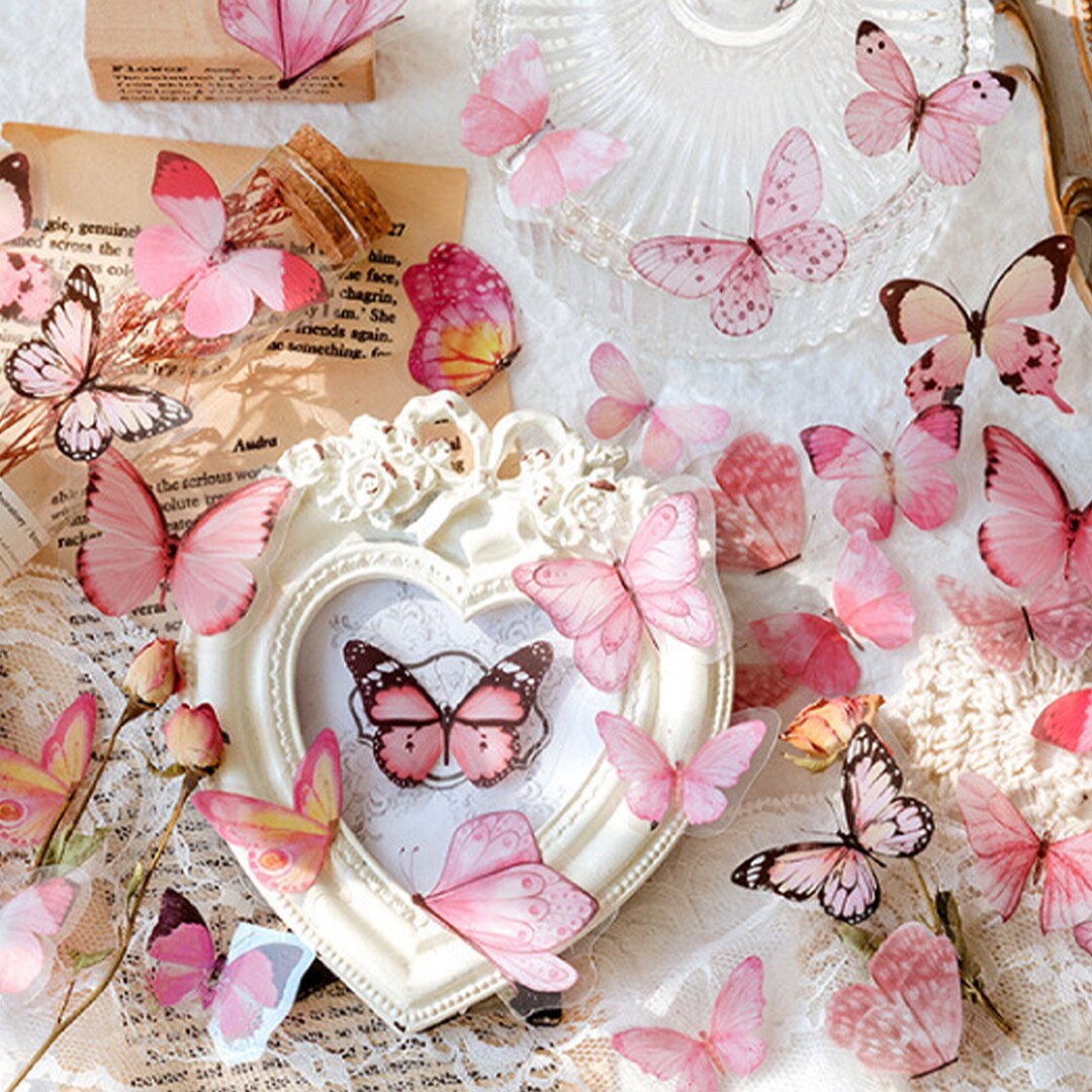 Pink Butterfly Stickers Pack 40 Pcs Vintage Butterflies - Etsy UK