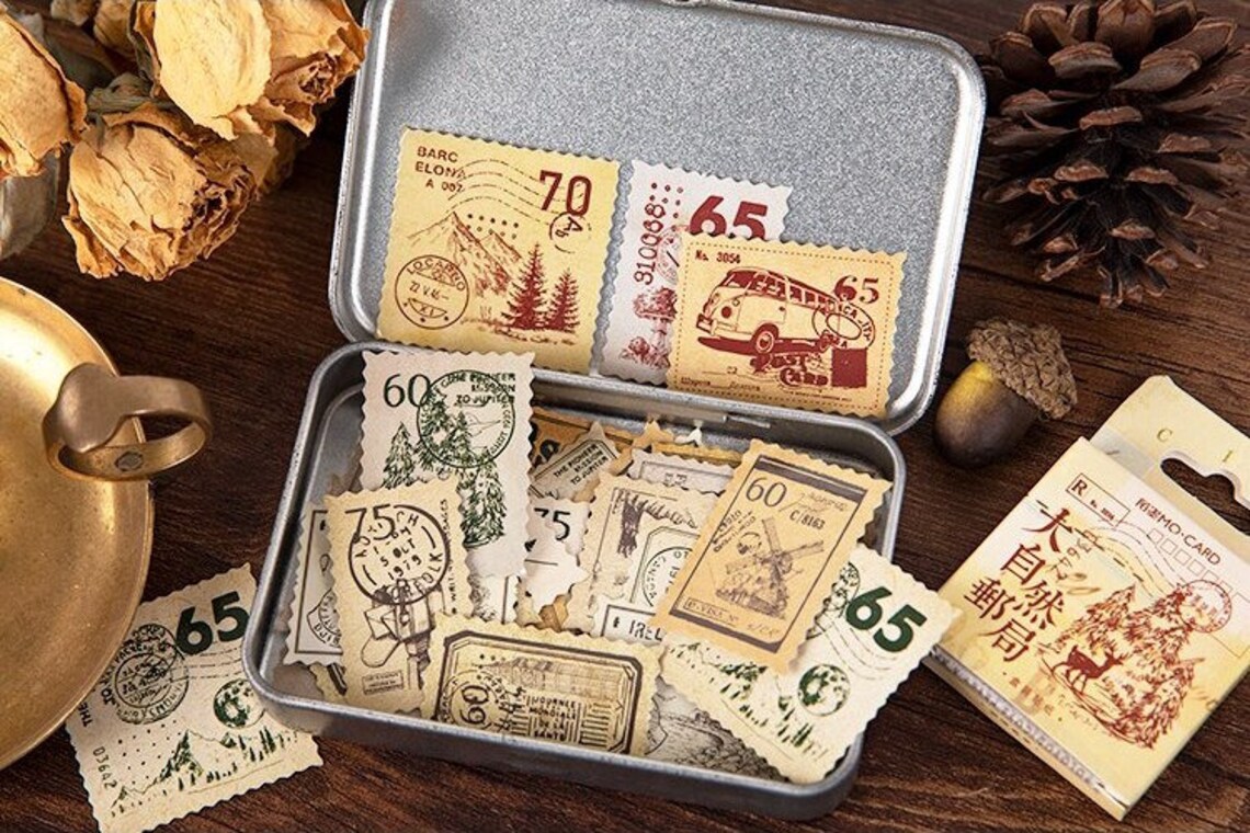 Pack autocollant de timbre de nature. 45 pcs Mo Card Woodland | Etsy