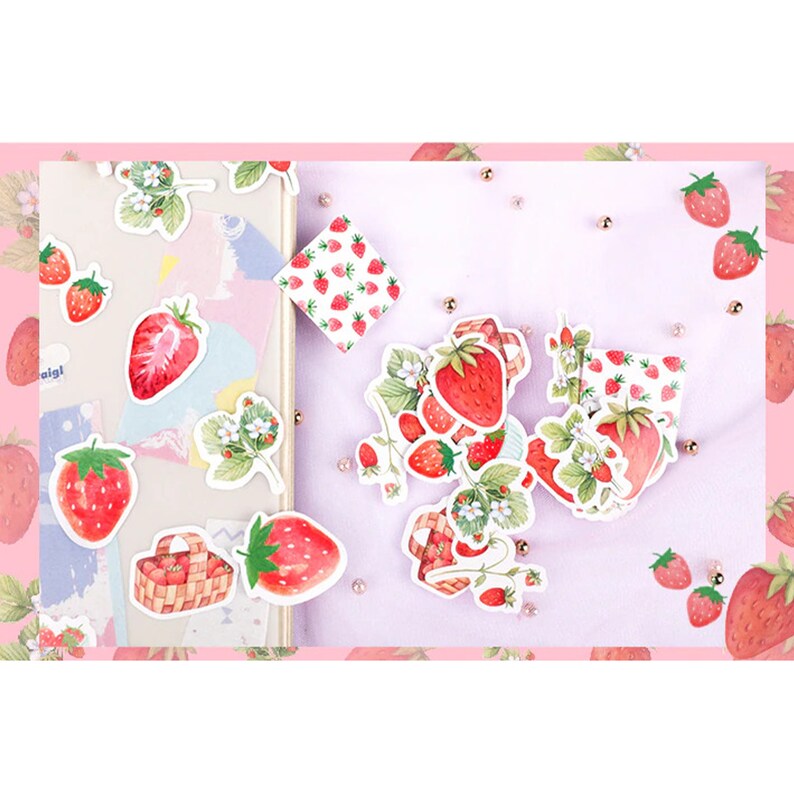 Strawberry Stickers Pack. 45 Pcs Summer Fruit Planner - Etsy