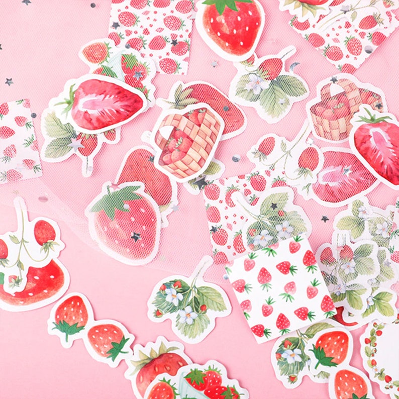 Strawberry Stickers Pack. 45 Pcs Summer Fruit Planner - Etsy