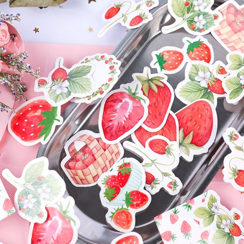 Strawberry Stickers Pack. 45 Pcs Summer Fruit Planner - Etsy