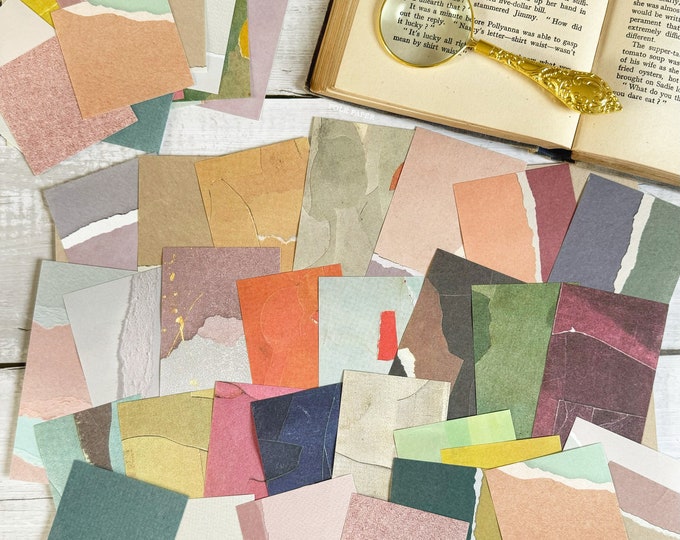 Colourful Paper Ephemera Pack, 60 Pcs Textured Torn Vintage Style ...