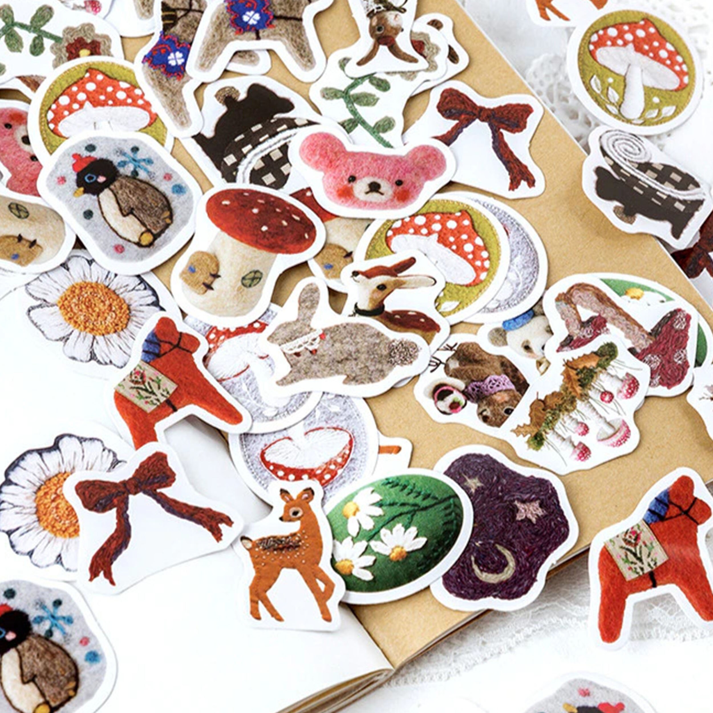 Folk Art Stickers Pack 46 pcs Embroidery Art Sticker Set | Etsy