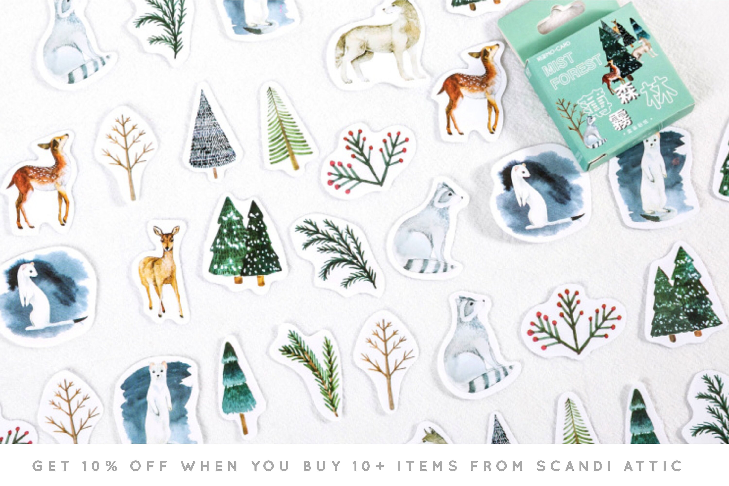 Winter Forest Animals Stickers Pack 45 pcs Mo Card Planner | Etsy