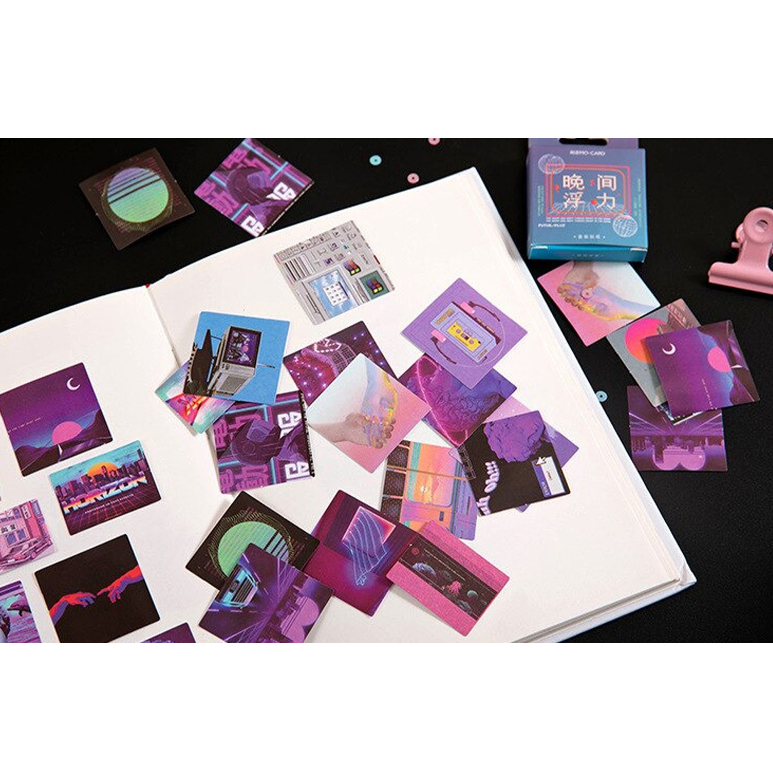 Embellishments Retro Glitch Art Planner Stickers Pack 45 pcs Vaporwave ...