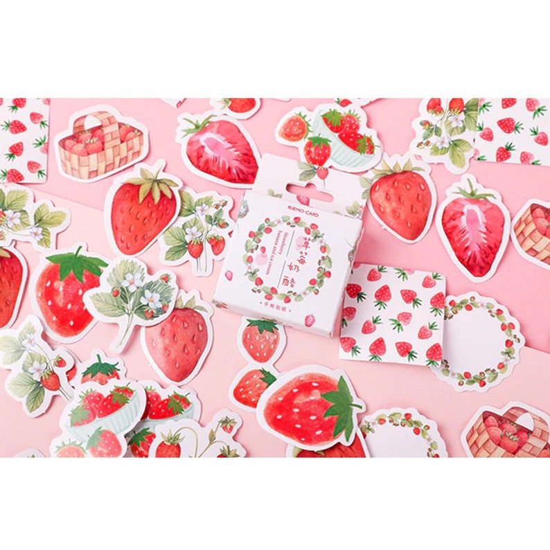 Strawberry Stickers Pack. 45 Pcs Summer Fruit Planner - Etsy