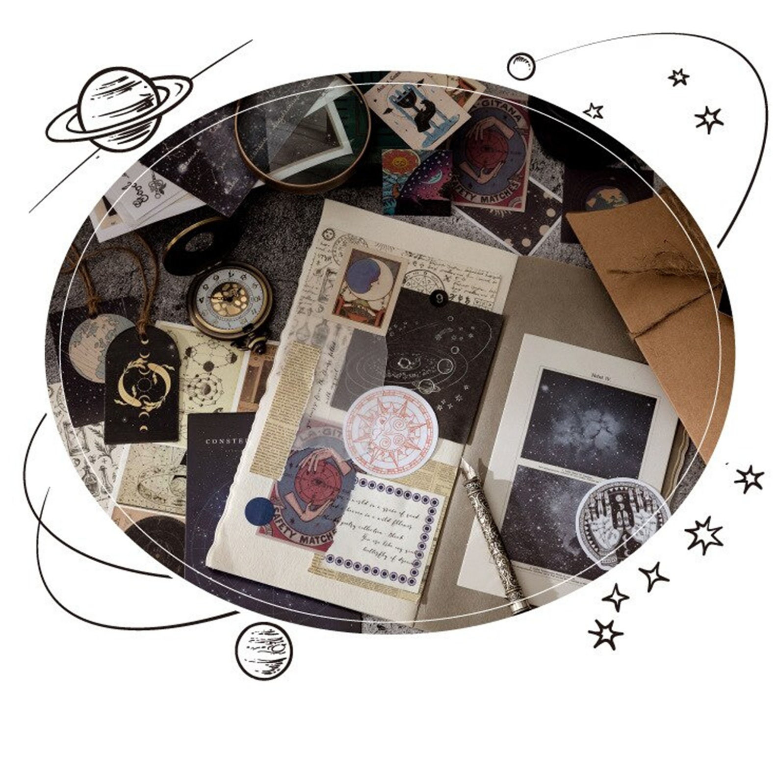 Vintage Space Scrapbook Sticker Set. 30 Pcs Celestial Magic - Etsy UK