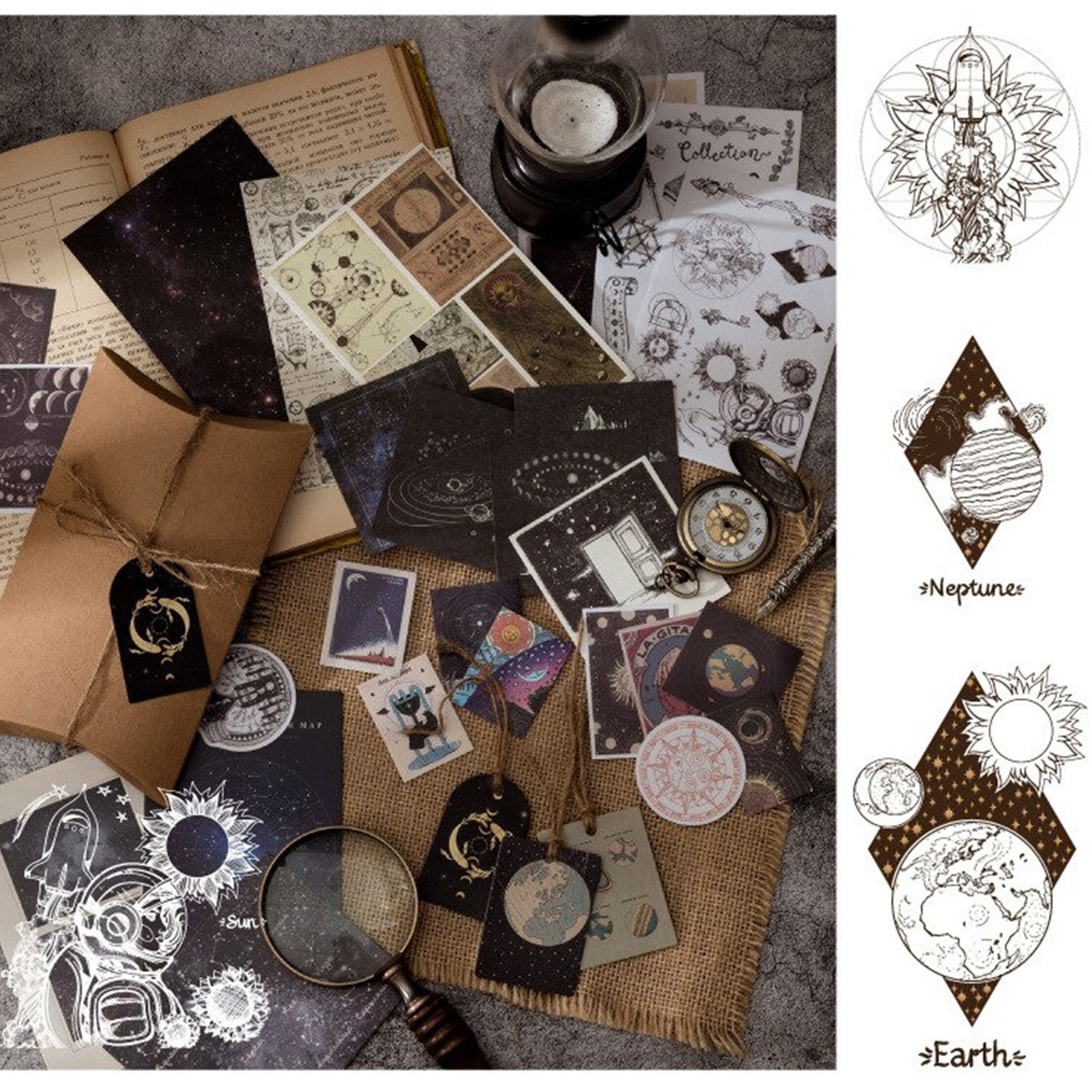 Vintage Space Scrapbook Sticker Set. 30 Pcs Celestial Magic - Etsy UK