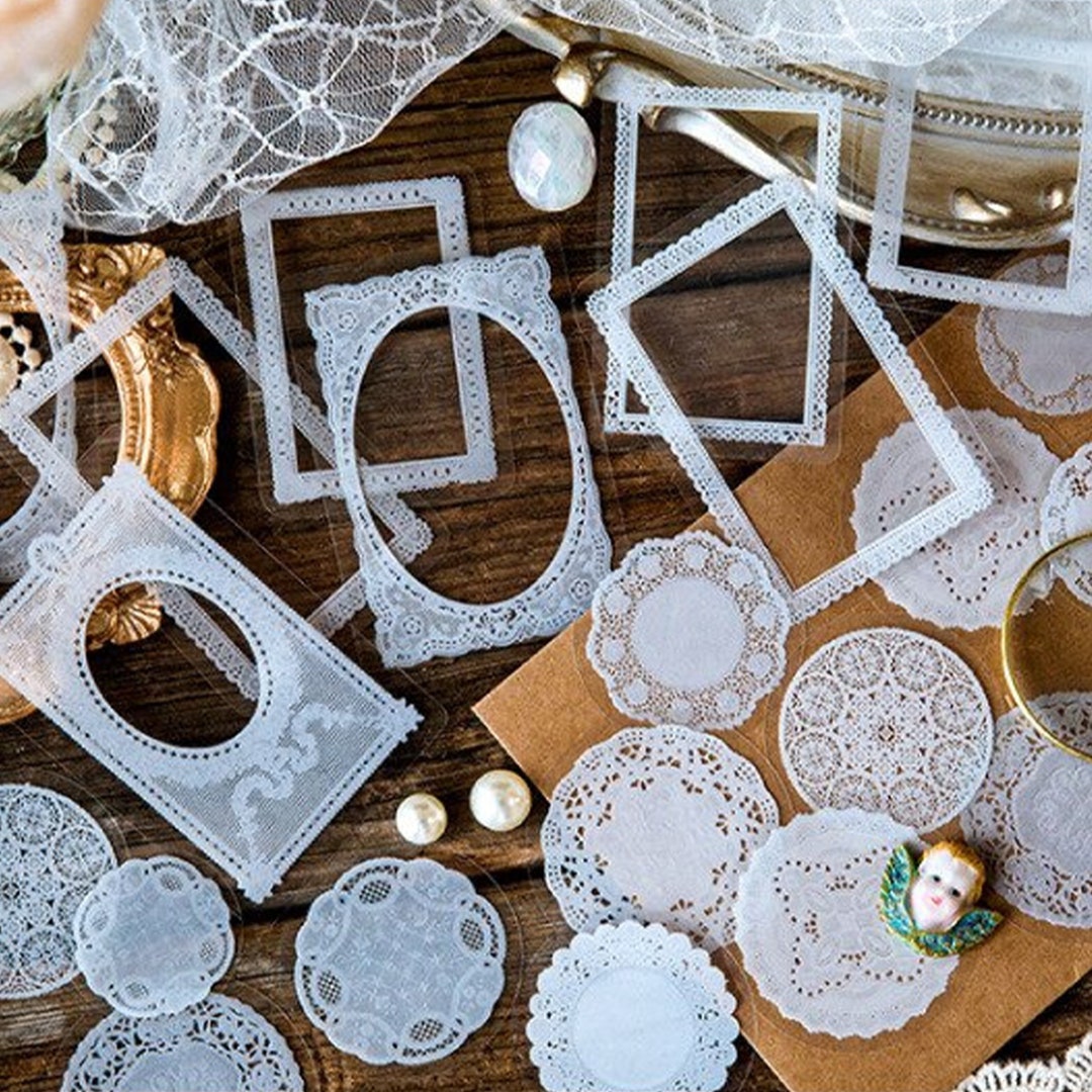 Vintage White Lace Stickers Pack 40 Pcs Retro Frame Sticker - Etsy