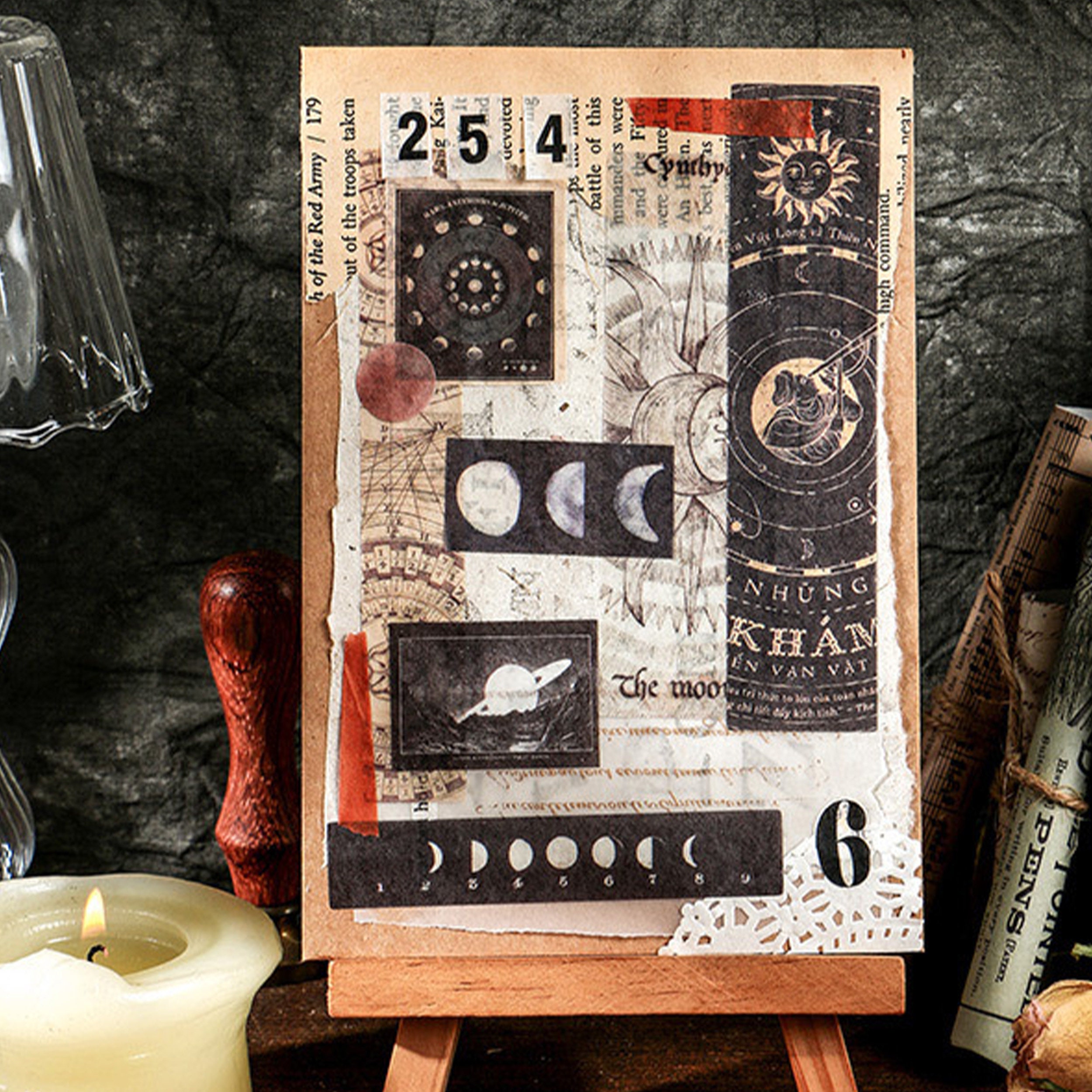 Vintage Space Stickers Strips Pack 40 Pcs Celestial Moon - Etsy UK