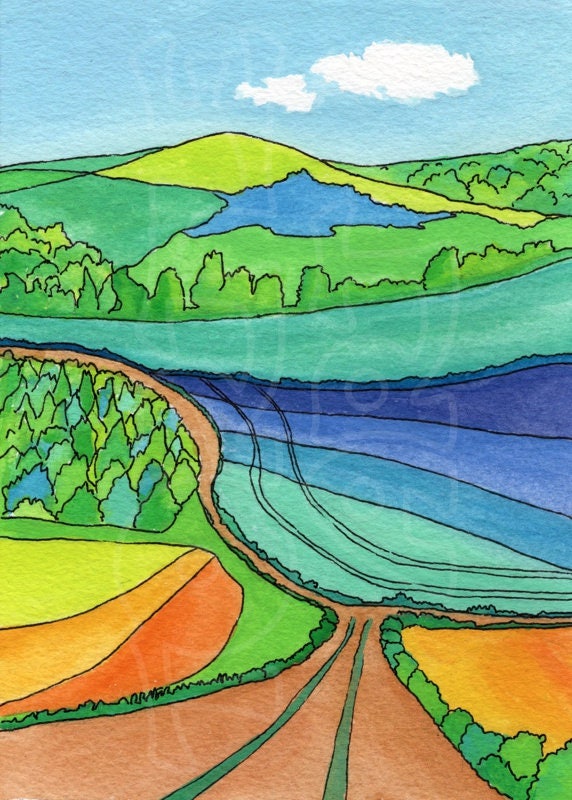 Print 'ploughed Purple Field' From Original Gouache - Etsy