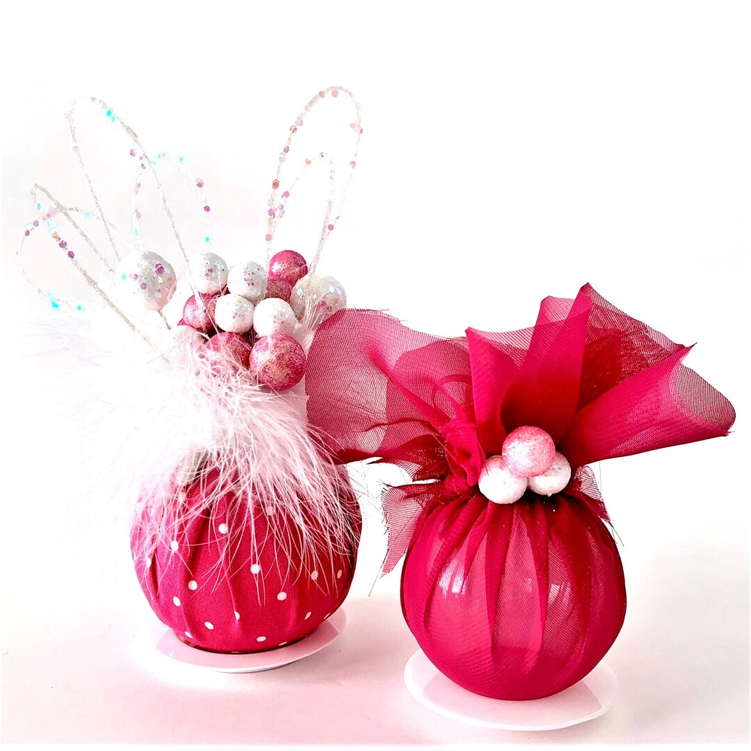 Hot Pink Christmas Bauble: Marabou Feather & Polka Dot Ornament - Etsy