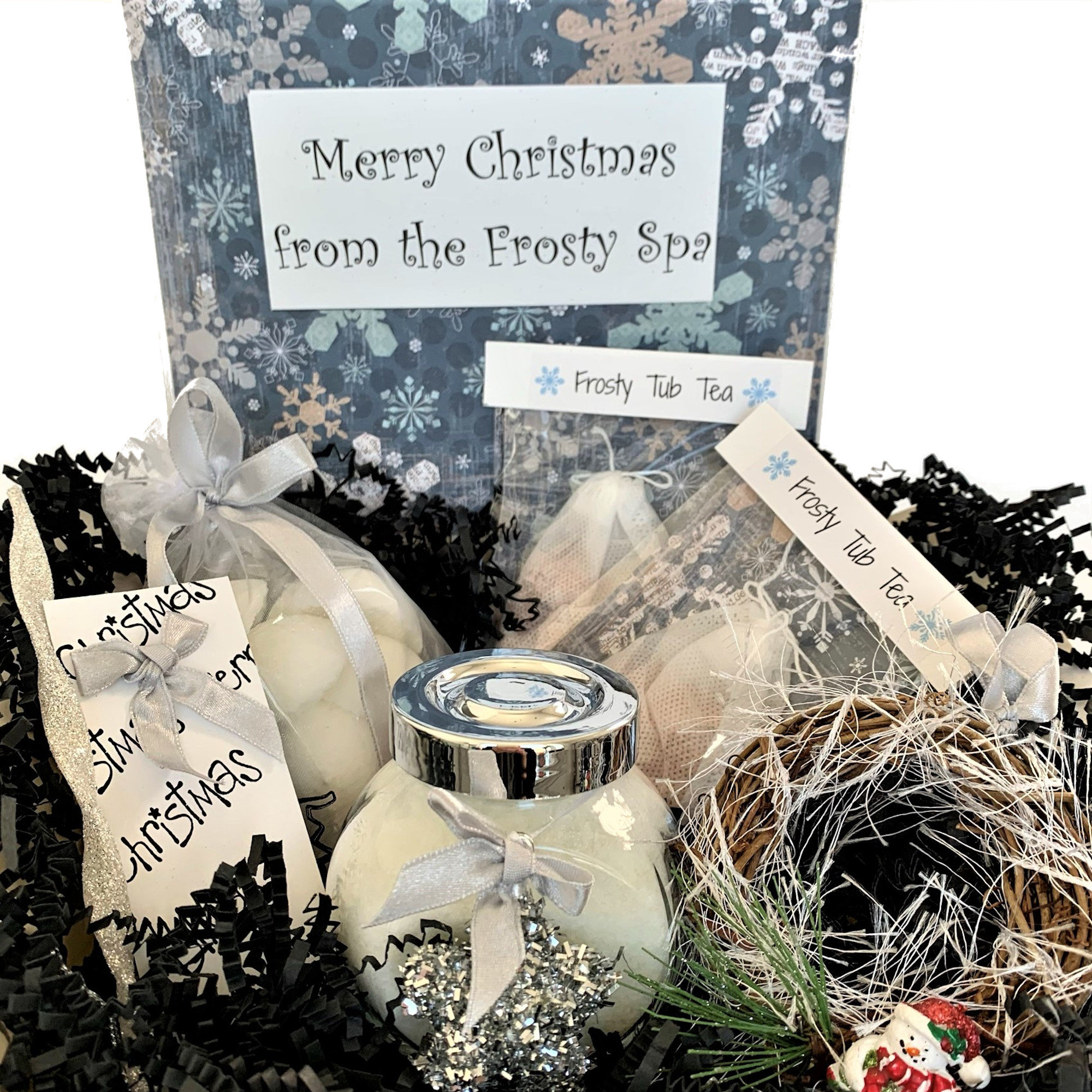 Christmas Gift Basket, Holiday Spa Kit, Bath Bombs, Bath Salt, Tub Tea ...