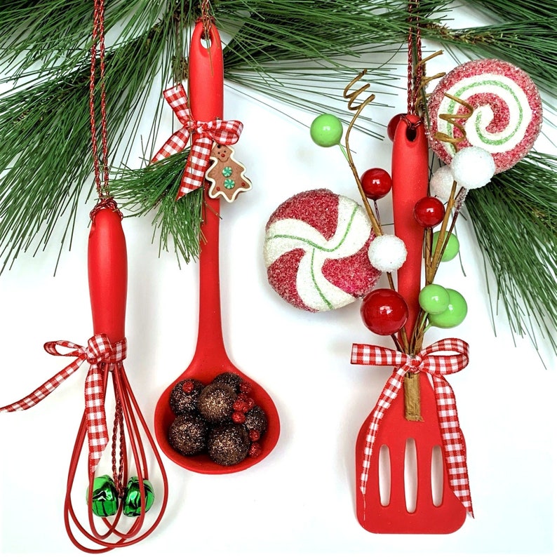 Kitchen Ornaments, Holiday Whisk, Xmas Ladle, Frosty Spatula ...