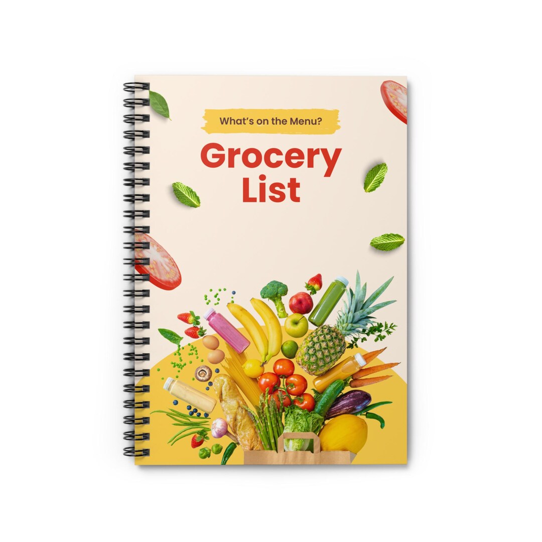 Grocery List Spiral Notebook Kitchen Journal & Recipe Organizer, Gift ...
