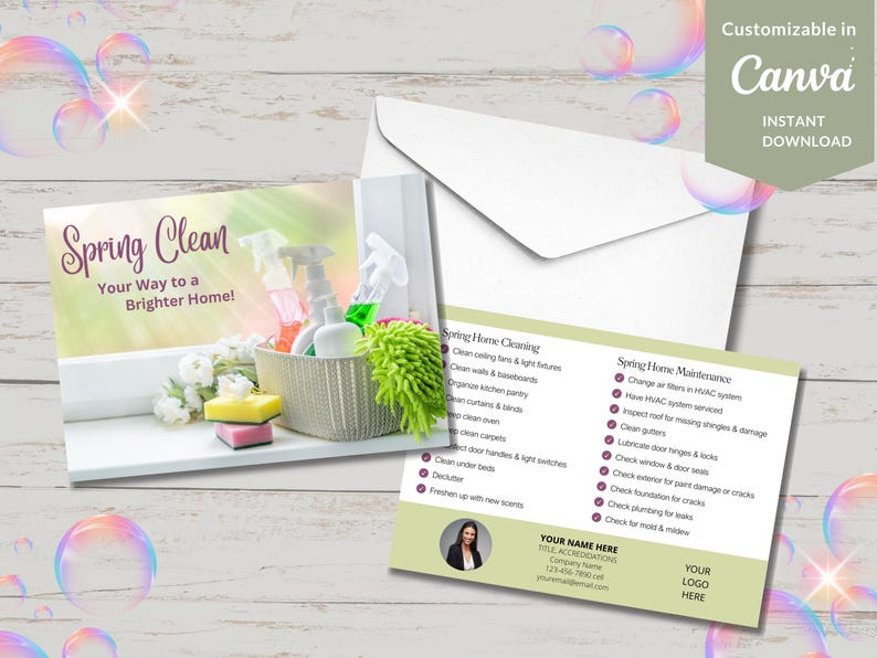 Spring Cleaning Postcard, Realtor, Real Estate Postcard, Realtor ...