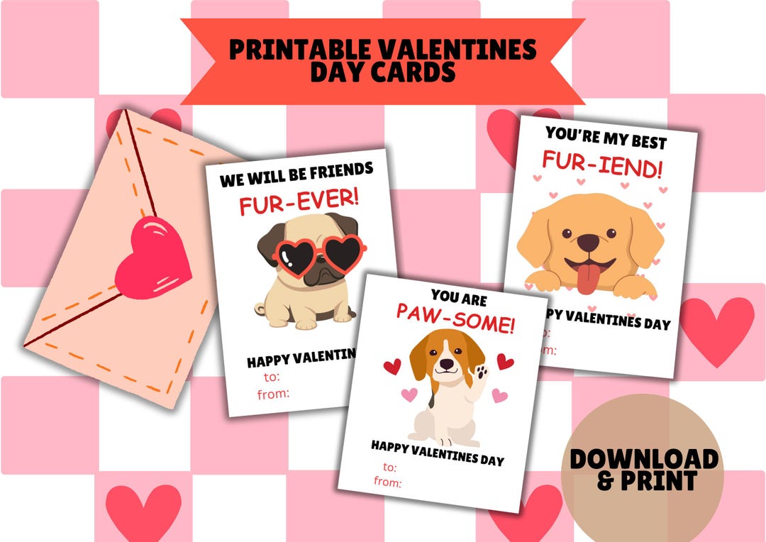 Dog Printable Valentines Day Cards for Kids, Adults, and Dog Lovers! - Etsy
