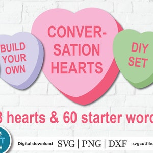 Conversation Hearts Svg, Candy Heart Valentine, Build Your Own, Diy ...