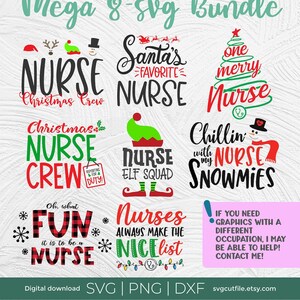 Christmas Nurse Svg, Bundle Elf, Holiday Nurse Svg, Dxf, Xmas, One ...