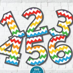 Chevron Numbers SVG for Cricut Cameo, Cheveron Zigzag Pattern Dxf ...