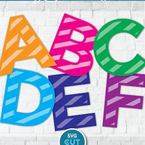 Striped Letters Svg , Stripe Alphabet Font, Striped Alphabet Svg ...