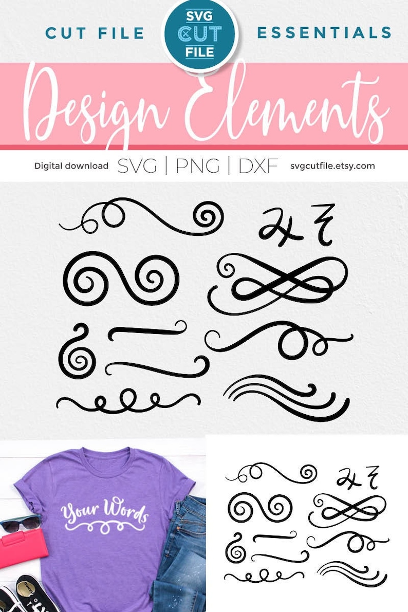 Flourish Svg Lines Loops Svg Scroll Svg Squiggly Line Svg - Etsy