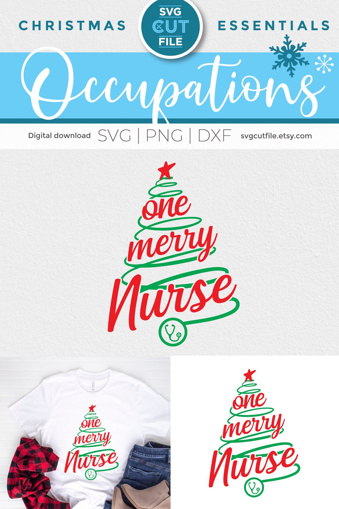 Christmas Nurse Svg, One Merry Nurse Svg, Holiday Nurse Svg, Svg Dxf ...