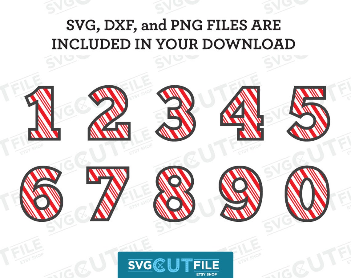 Candy Cane Number Svg Peppermint Christmas Canes Dxf Holiday | Etsy