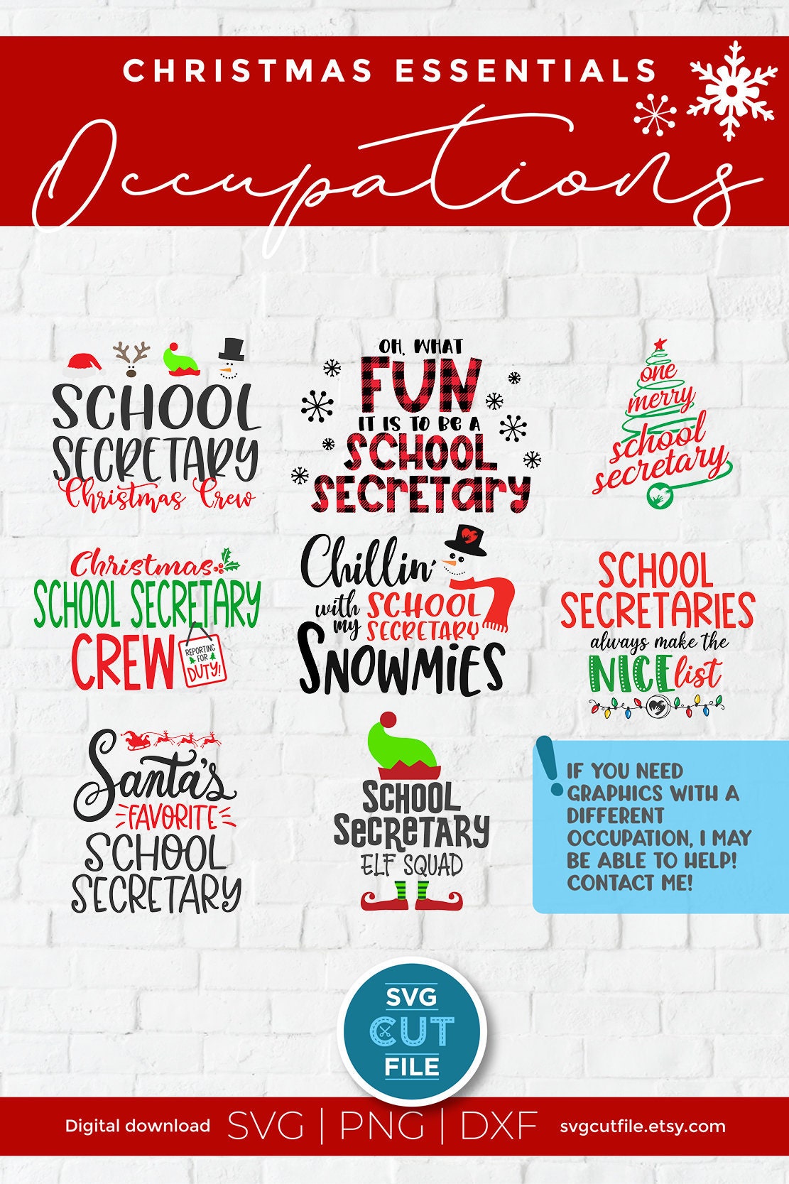 Christmas School Secretary Svg Bundle Sublimation Png School - Etsy