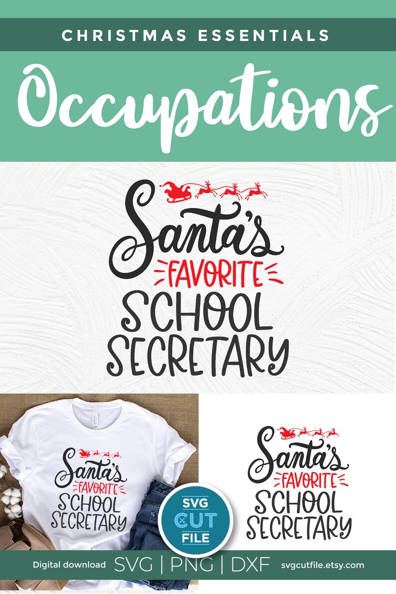 Christmas School Secretary Svg, Santas Favorite School Secretary Svg ...