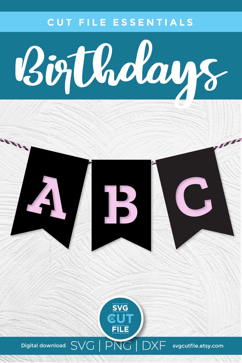 Bunting Alphabet Svg Birthday Banner Svg Hanging Flag Svg - Etsy