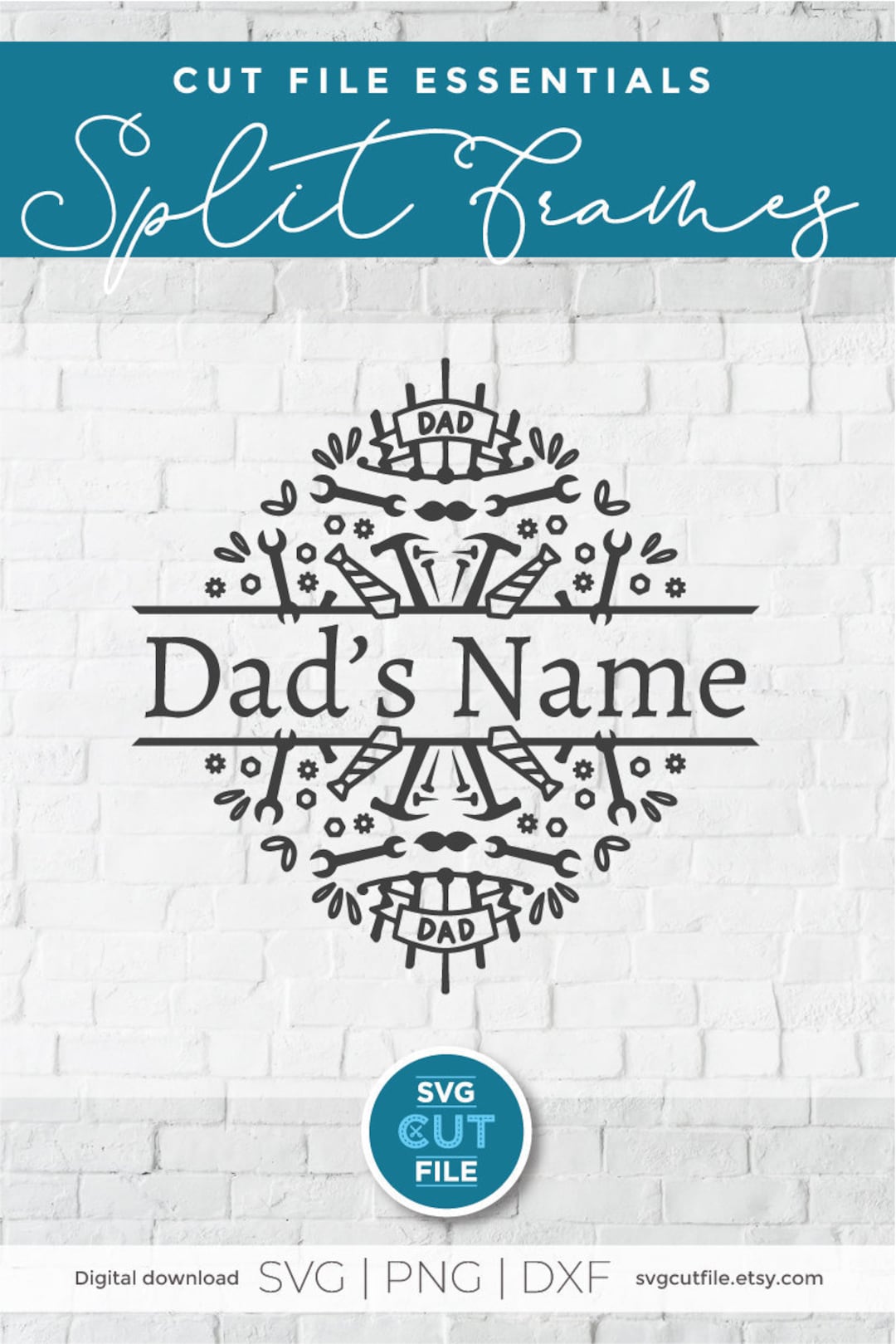 Father's Day Split Monogram Svg, Dad Border Svg, Manly Mandala, Split ...