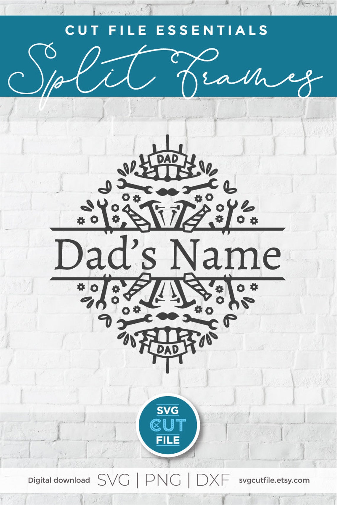 Father's Day split monogram svg dad border svg manly | Etsy