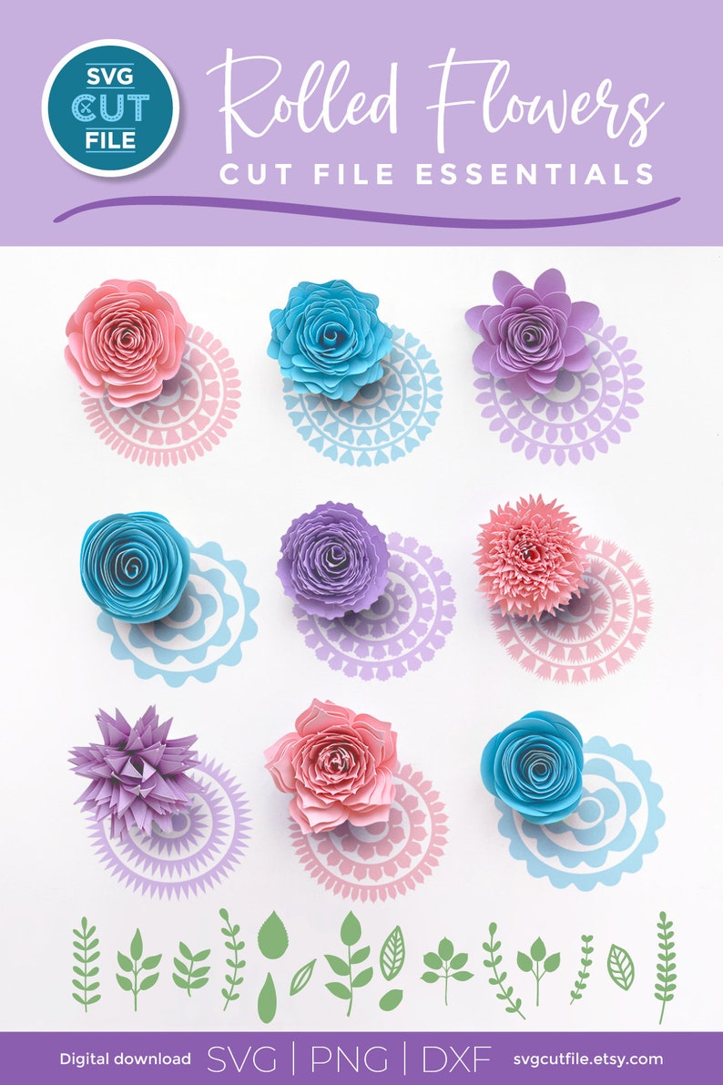 Rolled Flower Svg, Rolled Paper Flowers Svg, Rolled Rose, Template ...