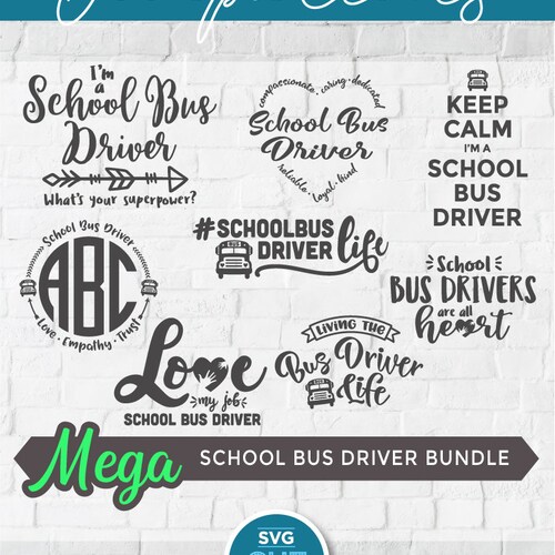 School Bus SVG Driver Monogram Split Quotes Phrases Svg Dxf - Etsy