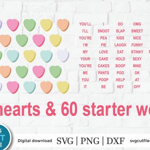 Conversation Hearts Svg, Candy Heart Valentine, Build Your Own, Diy ...